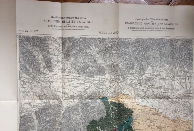 KRALJEVINA HRVATSKE I SLAVONIJE, ZEMLJOPISNA KARTA, VINICA I PTUJ, 71 x ...